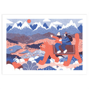 YUK FUN Cat Riders Riso Art Print